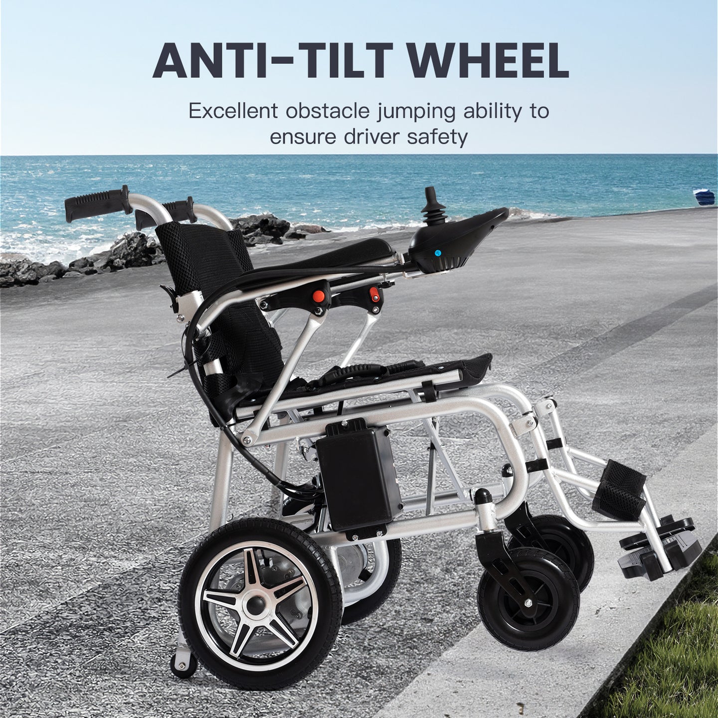 Folding Lightweight Electric Wheelchair KANO (Blue) Travel Size ...